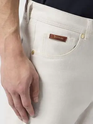 BILLIONAIRE Straight-fit Monogram Logo Denim Jeans - Beige