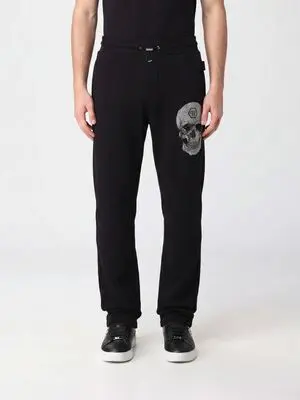 Philipp Plein Jersey Jogging Pants With Skull Print And Rhinestone Logo - Black