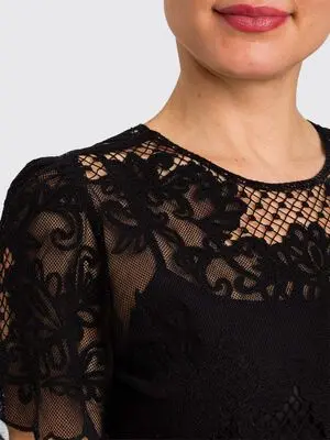 TWINSET Bi Macramé Lace Mini Sheath Dress With Short Sleeves