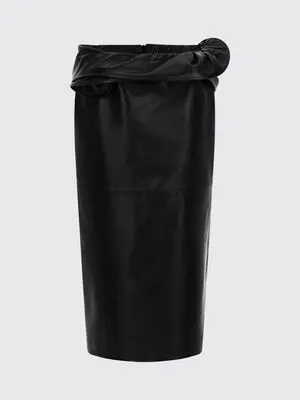 Magda Butrym Leather Midi Pencil Skirt With Rouches
