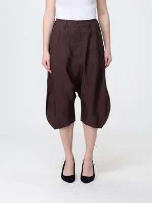 LEMAIRE High-waisted Knee-length Viscose Blend Shorts - Brown
