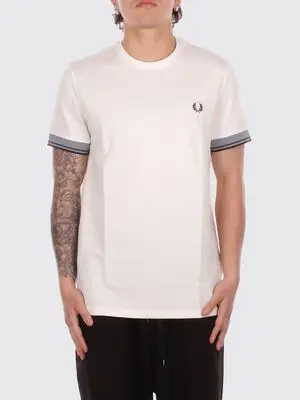 Fred Perry Cotton T-shirt With Logo - Beige