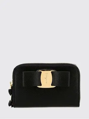 FERRAGAMO Vara Calfskin Leather Wallet - Black