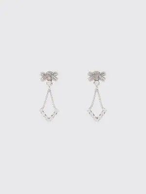 Alessandra Rich Brass Earrings With Set Rhinestones - Silver