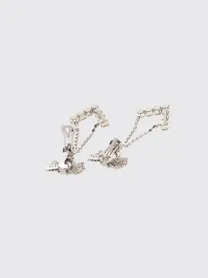 Alessandra Rich Brass And Rhinestone Pendant Earrings