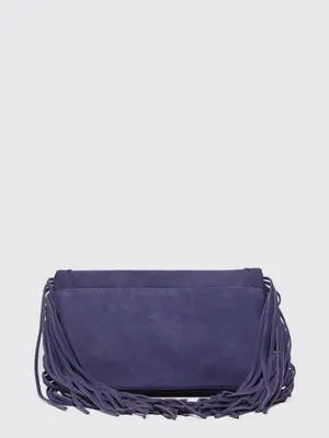 Pinko Love Bag Click Soft Horizontal Mini Pouch In Suede With Fringes