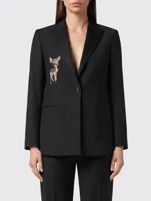 Philipp Plein Fairy Single-breasted Cropped Wool-blend Blazer With Rhinestone Application - Black