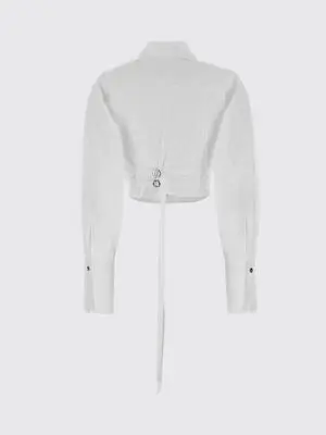Blumarine Cotton Poplin Shirt With Pleats And Curved Hem