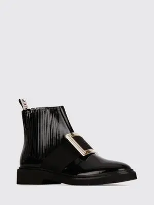 ROGER VIVIER Brushed Leather Chelsea Boots With Buckle