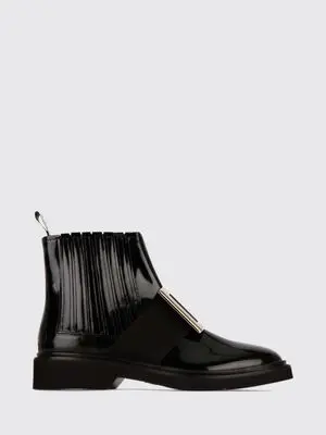 ROGER VIVIER Brushed Leather Chelsea Boots With Buckle - Black