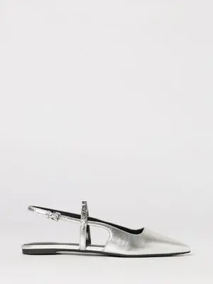Michael Kors Dina Flex Laminated Leather Slingback Ballerinas - Silver