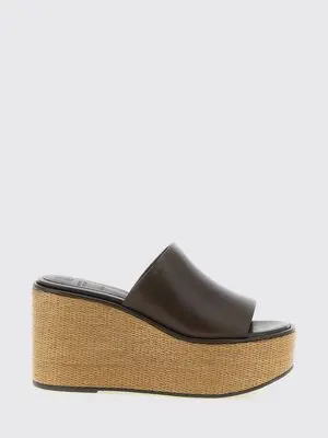 Brunello Cucinelli Leather Wedge Sandals - Brown