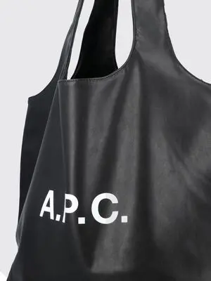 A.p.c. Large Ninon Tote Bag In Recycled Materials With Printed Logo - Black