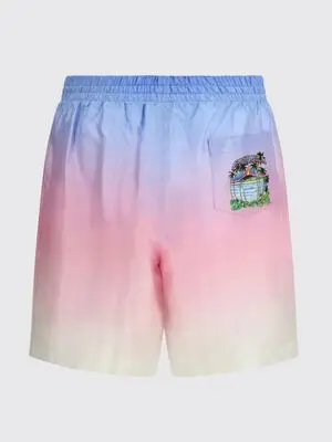Casablanca Abstract Print Silk Shorts With Drawstring Waist