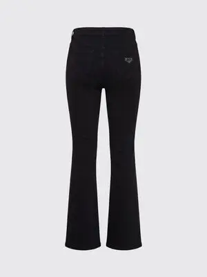 Philipp Plein High-waisted Flared Jeans In Stretch Denim With Metal Logo - Black
