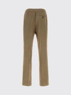 FERRAGAMO Striped Linen Blend Tailored Trousers