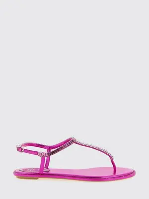 Rene Caovilla Diana Satin Sandals With Crystals - Fuchsia