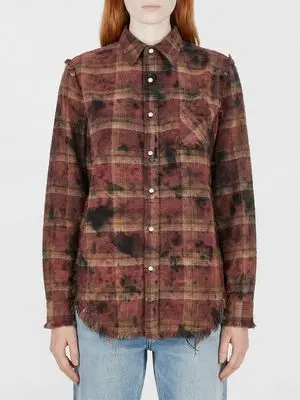 R13 Used Cotton Shirt With Check Print - Red