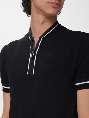 PAOLO PECORA Silk Polo Shirt - Black