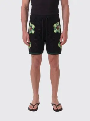 Casablanca Cotton Jogging Shorts With Flowers - Black