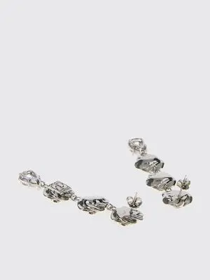 Magda Butrym Brass Earrings With Flower Motif And Rhinestone Embellishments