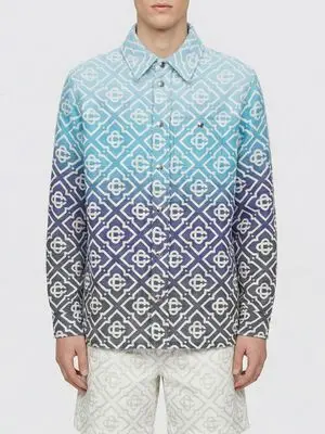 Casablanca Cotton Blend Shirt Jacket With Logo - Blue