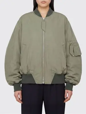 Attico Cropped Relaxed Fit Bomber Jacket With Dropped Shoulders - Green