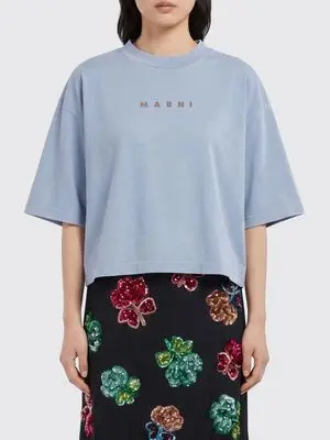 Marni Cotton T-shirt With Logo - Blue