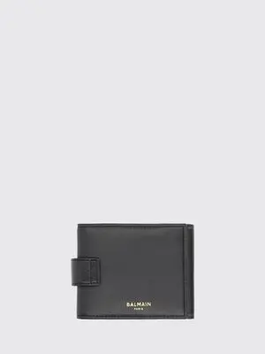 Balmain Bifold Wallet In Smooth Calfskin Leather With Padlock