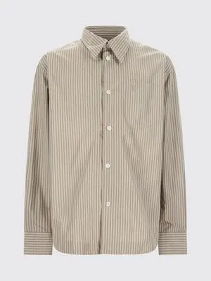 AMI Paris Striped Cotton Shirt With A Point Collar And Chest Patch Pocket