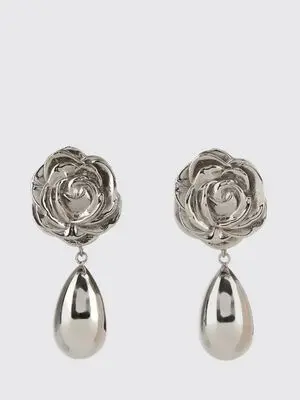 Magda Butrym Brass Earrings With Flower - Silver