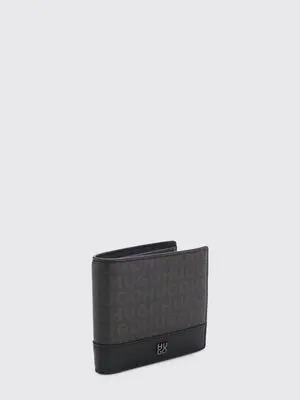 Hugo Leather Bifold Wallet With Printed Logo And Card Slots