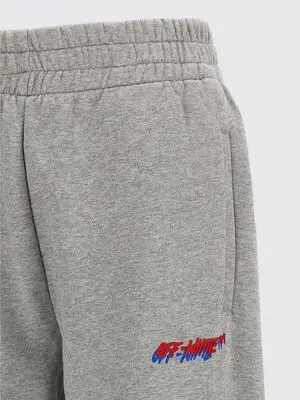 Off-White Cotton Jogging Pants With Drawstring Waist