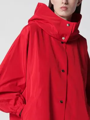 RÓHE Oversized Long Parka In Silk Blend With Hood And Balloon Sleeves
