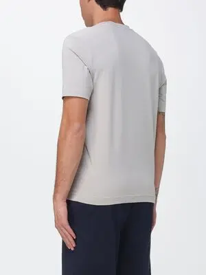 BOSS Crew Neck Stretch-cotton T-shirt With Contrast Chest Logo - Beige