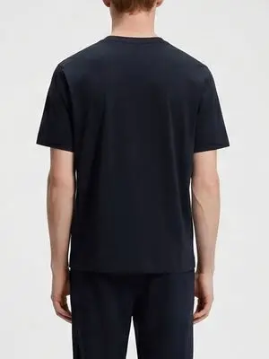 BOSS Crew Neck Stretch-cotton T-shirt With Contrast Chest Logo - Blue