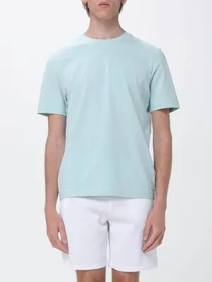 BOSS Crew Neck Stretch-cotton T-shirt With Contrast Chest Logo - Water