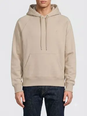 AMI Paris Relaxed Fit Cotton Hoodie With Dropped Shoulders And Kangaroo Pocket - Beige