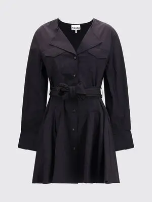 GANNI Stretch Cotton Chemisier Dress