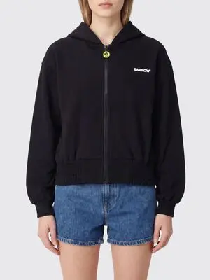 BARROW Cotton Zip-up Hoodie With Contrast Logo - Black