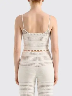 GENNY Cropped Cotton Knit Top With Rhinestone Embellishment