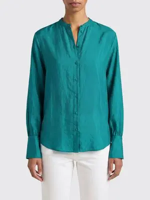 Momoni Long-sleeved Pure Silk Shirt With A Mandarin Collar - Green