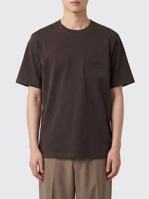 Maison Kitsuné Organic Cotton Crewneck T-shirt With A Patch Pocket And Embroidered Logo - Brown