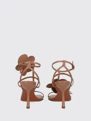 Zimmermann Orchid Leather Stiletto Sandals With Flower Appliqu