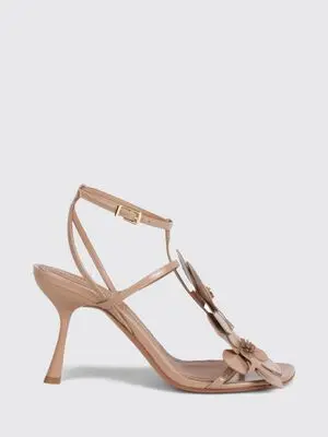 Zimmermann Orchid Leather Stiletto Sandals With Flower Appliqu
