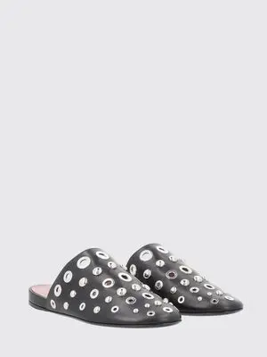 Premiata Calf Leather Flat Mules With Studs And Metal Eyelets