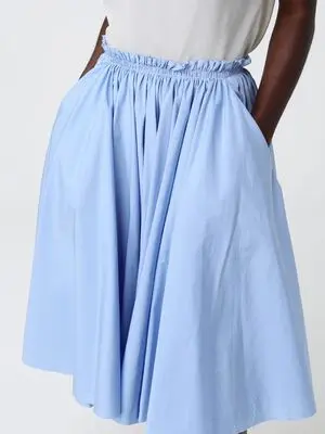 AMI Paris Pleated Cotton Skirt - Blue