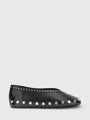 GANNI Jenny Studded Polyurethane Blend Ballerina - Black
