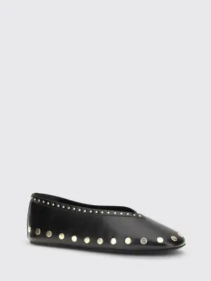 GANNI Jenny Studded Polyurethane Blend Ballerina