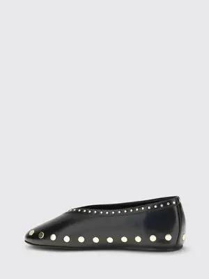 GANNI Jenny Studded Polyurethane Blend Ballerina